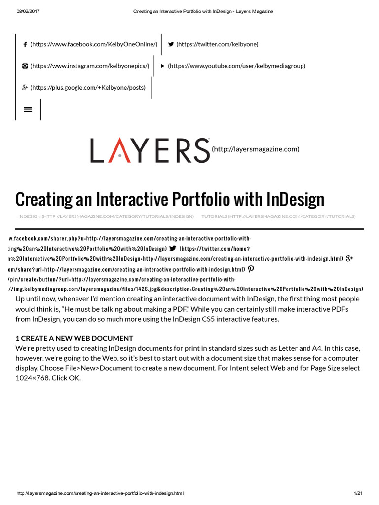 Creating an Interactive Portfolio with InDesign - Layers Magazine | PDF ... Creating an Interactive Portfolio with InDesign - Layers Magazine | PDF ...