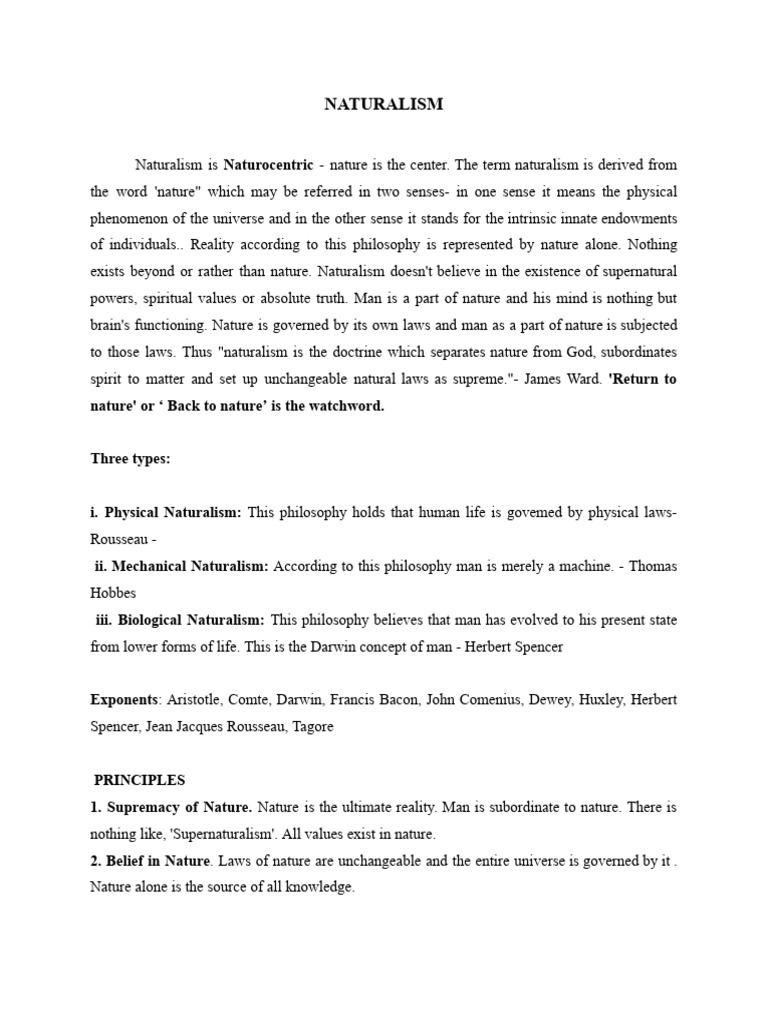 NATURALISM - Final | PDF | Naturalism (Philosophy) | Knowledge