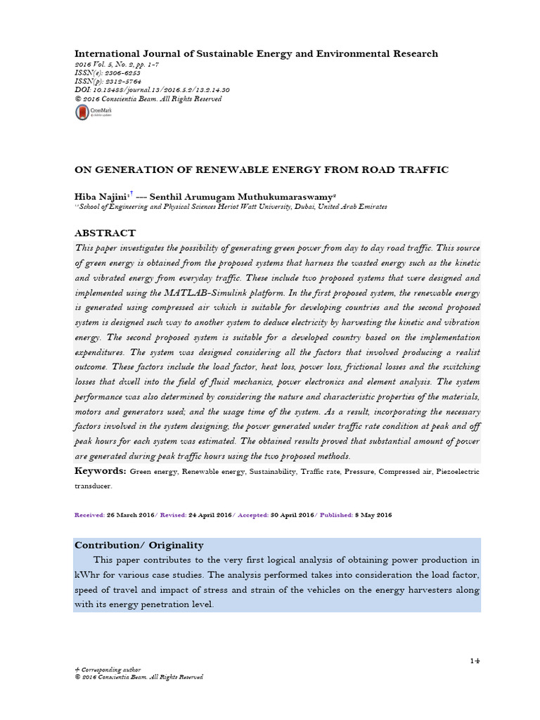 On Generation of Renewable Energy From R | PDF | Electric Motor | Power ...
