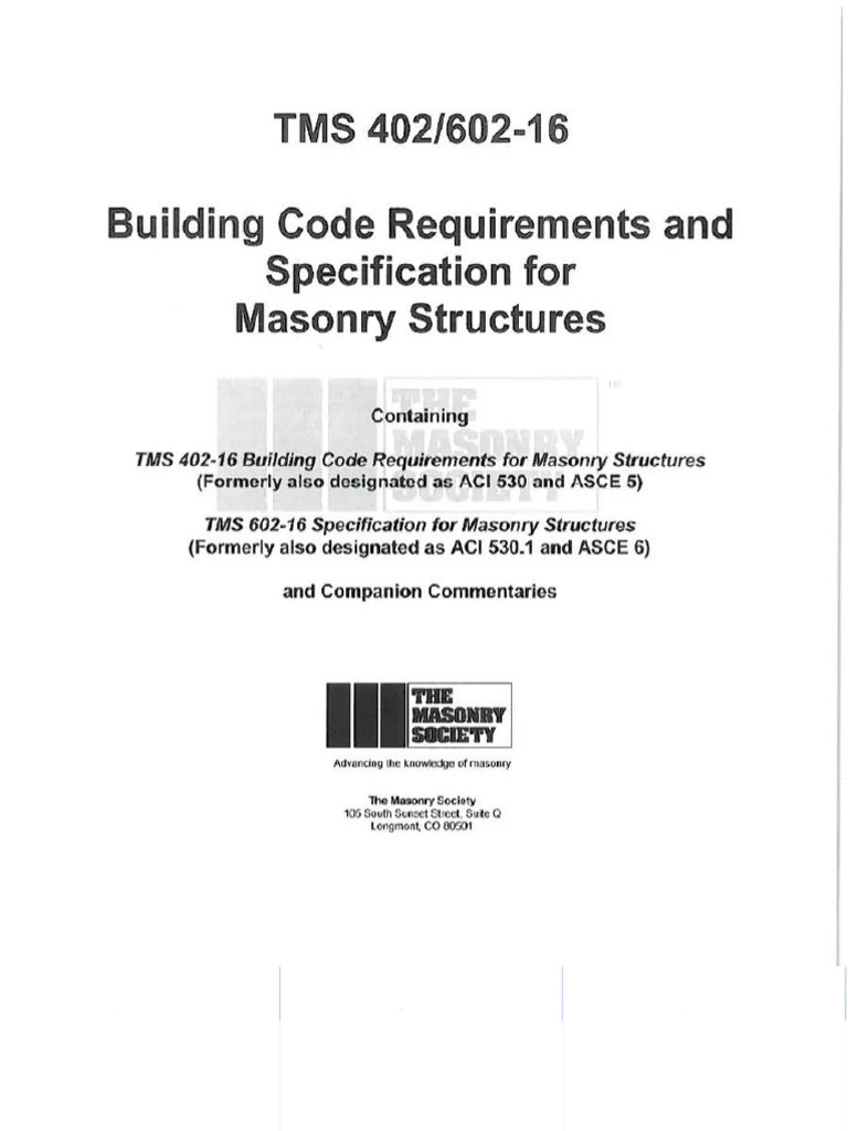 Tms-402-602-16-Masonry Code | PDF