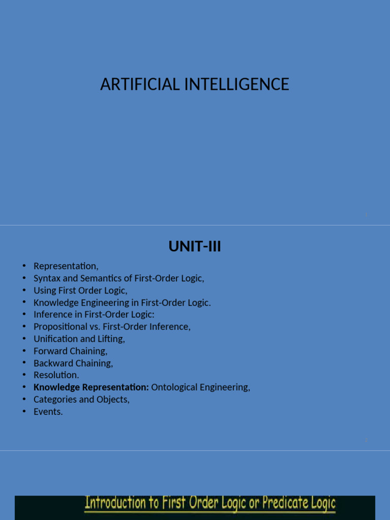 Unit III AI 2018 Modified | PDF | Knowledge Representation And Reasoning | Logic