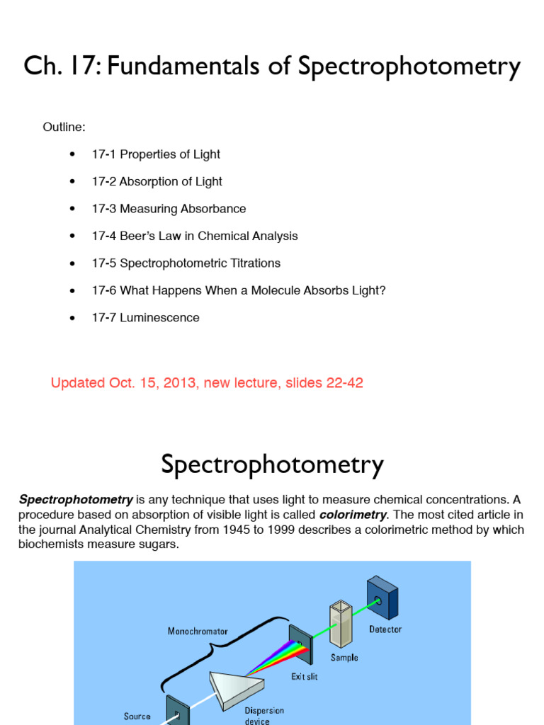 Spectrophotometry Essentials | PDF | Absorbance | Electromagnetic Radiation
