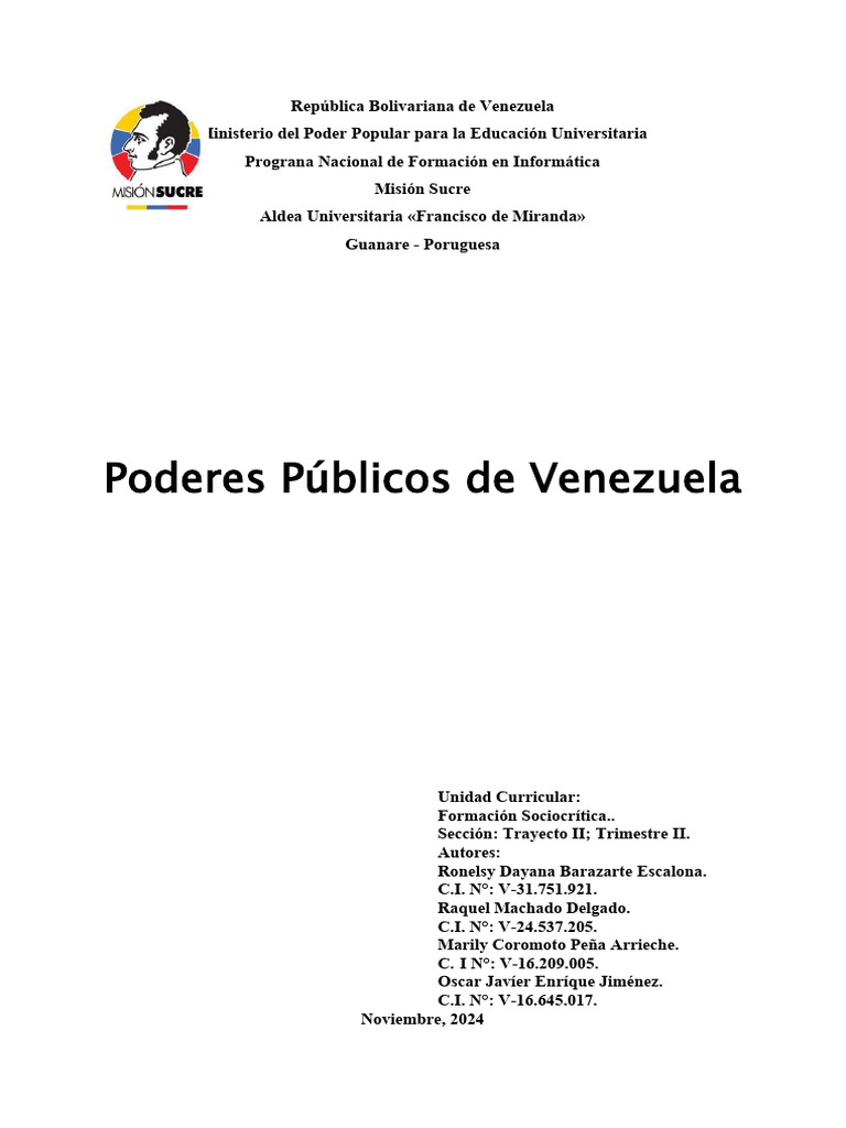 Estructura de los Poderes en Venezuela | PDF | Judicaturas | Ministerio ...