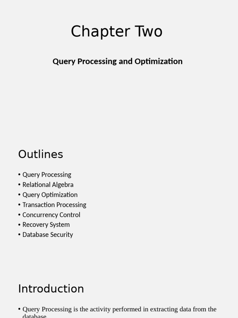 Ch-2 Query Processing and Optimization | PDF | Relational Model | Databases