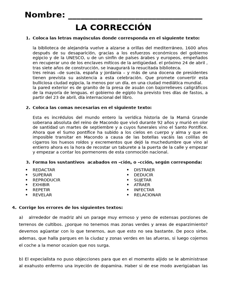Actividades de La Corrección | PDF