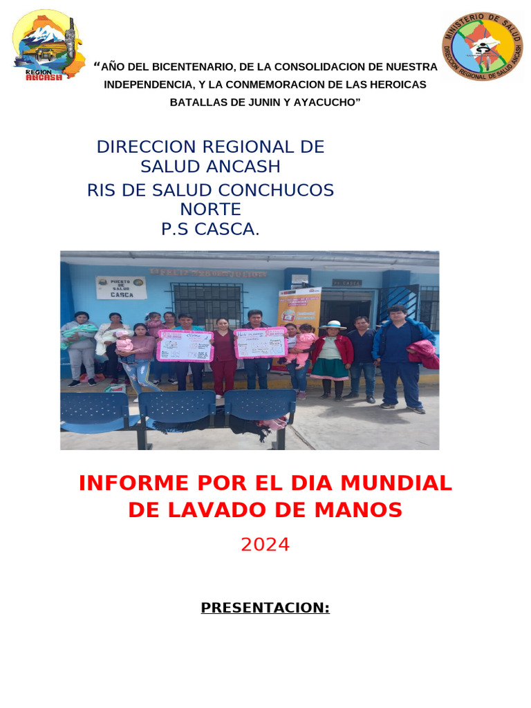Informe Lavado de Manos P.S Casca 2024 | PDF | Lavado de manos | Salud ...