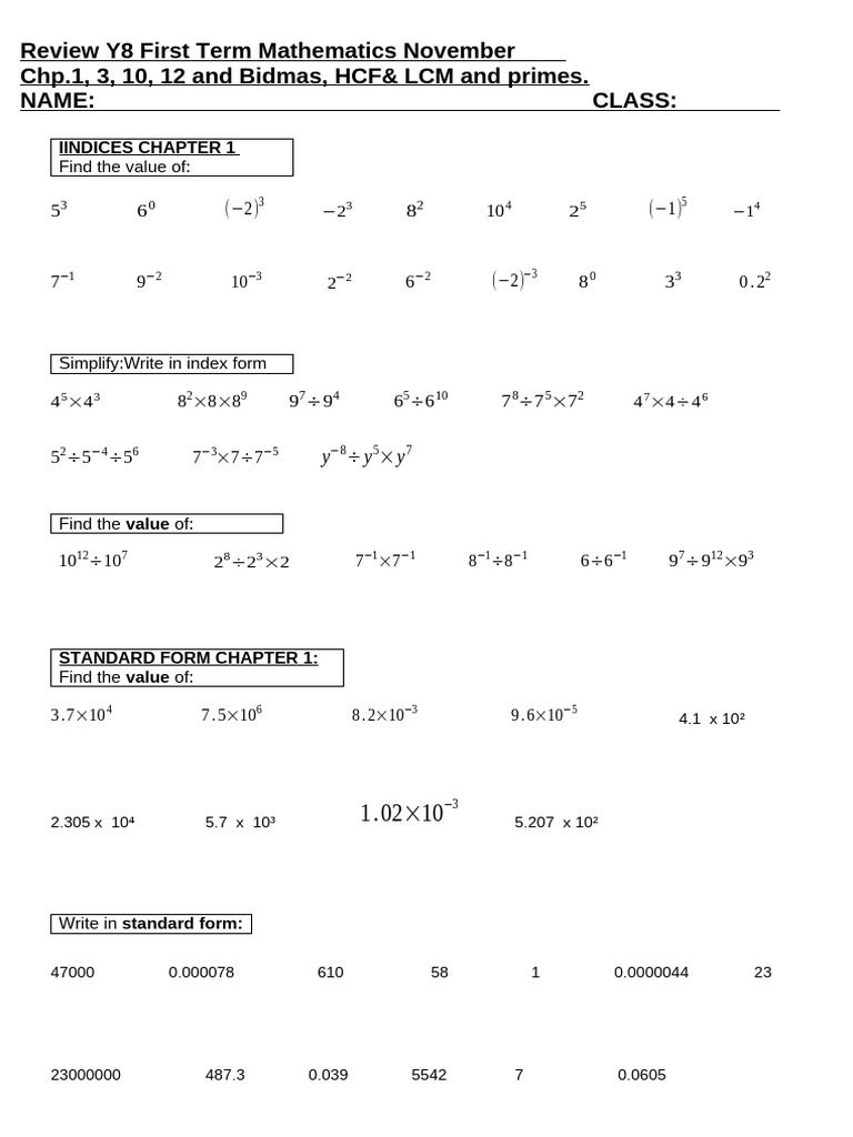 Review Y8 Term 1 2023-24 | PDF | Significant Figures | Mathematics