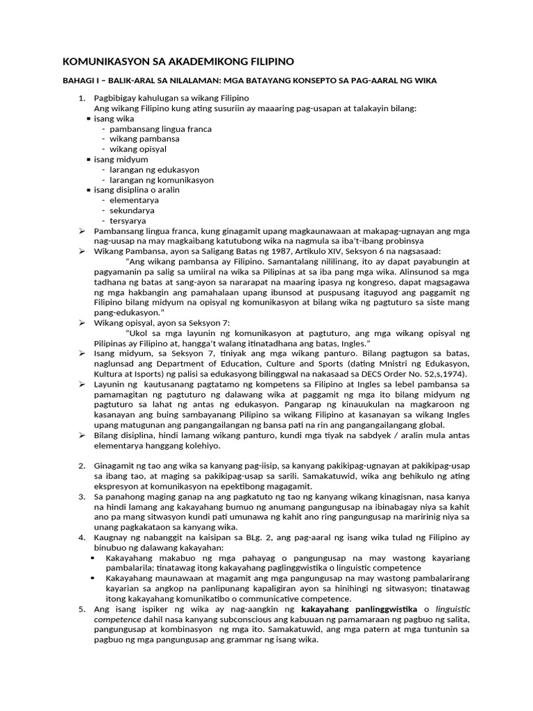 Filipino - Komunikasyon Sa Akademikong Filipino | PDF