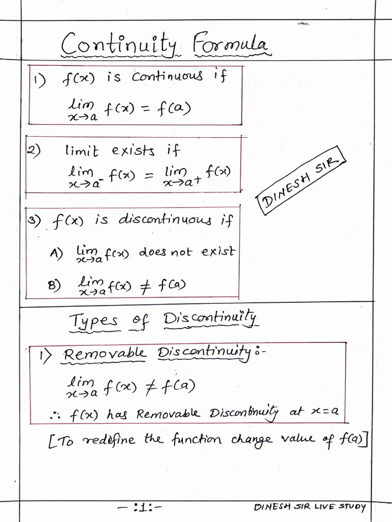Continuity Formula Handwritten - 16611794 | PDF