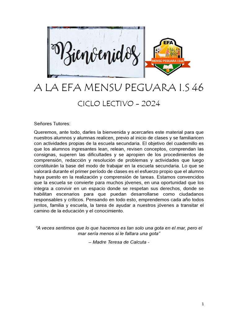 Introducción a la EFA Mensu Peguara 2024 | PDF | Biología Celular ...