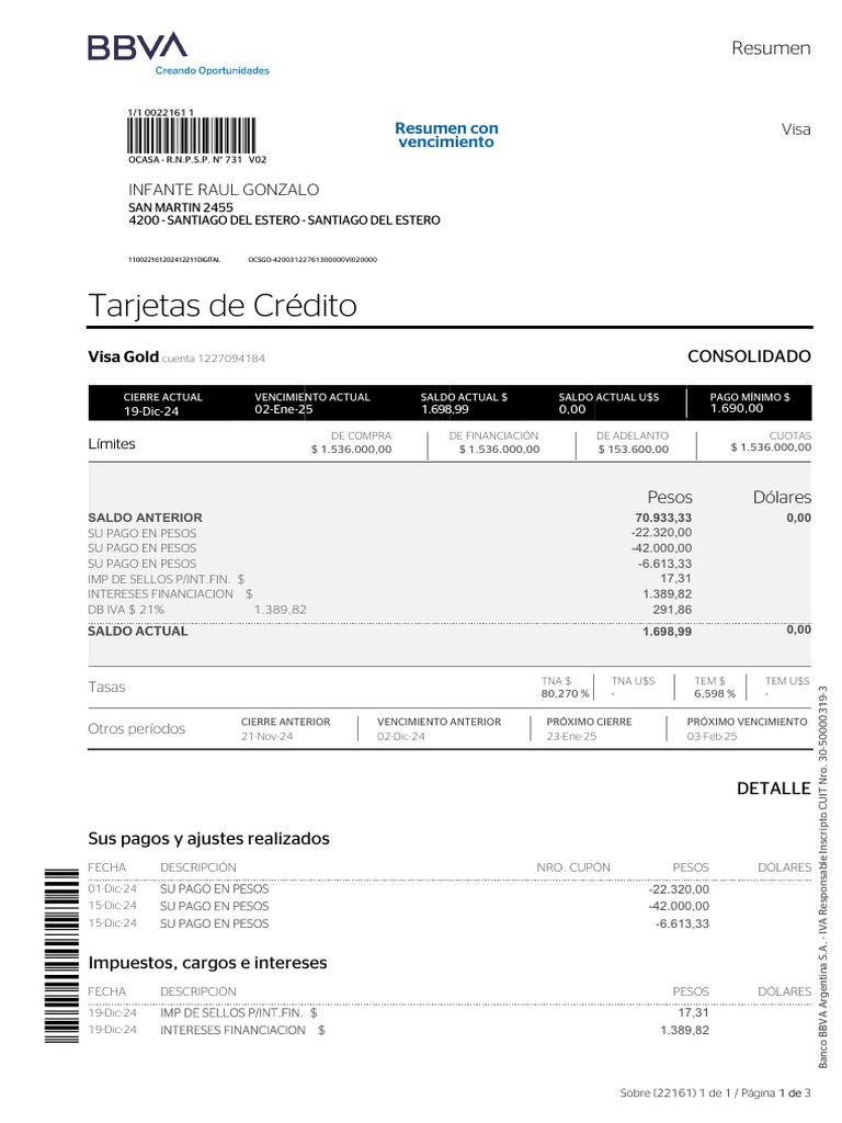 20241221 (1) | PDF | Tarjeta de crédito | Interés