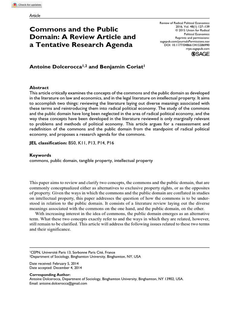 Commons and The Public Domain | PDF | Public Domain | Property