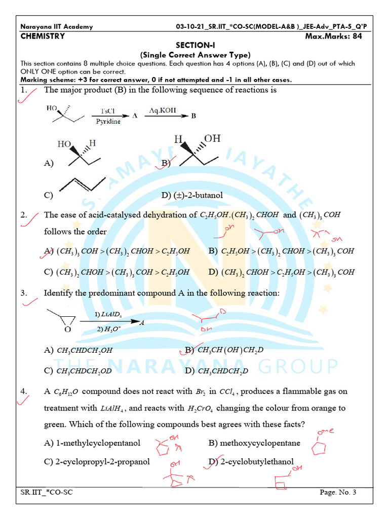 PTA 5 | PDF | Chirality (Chemistry) | Chemical Reactions
