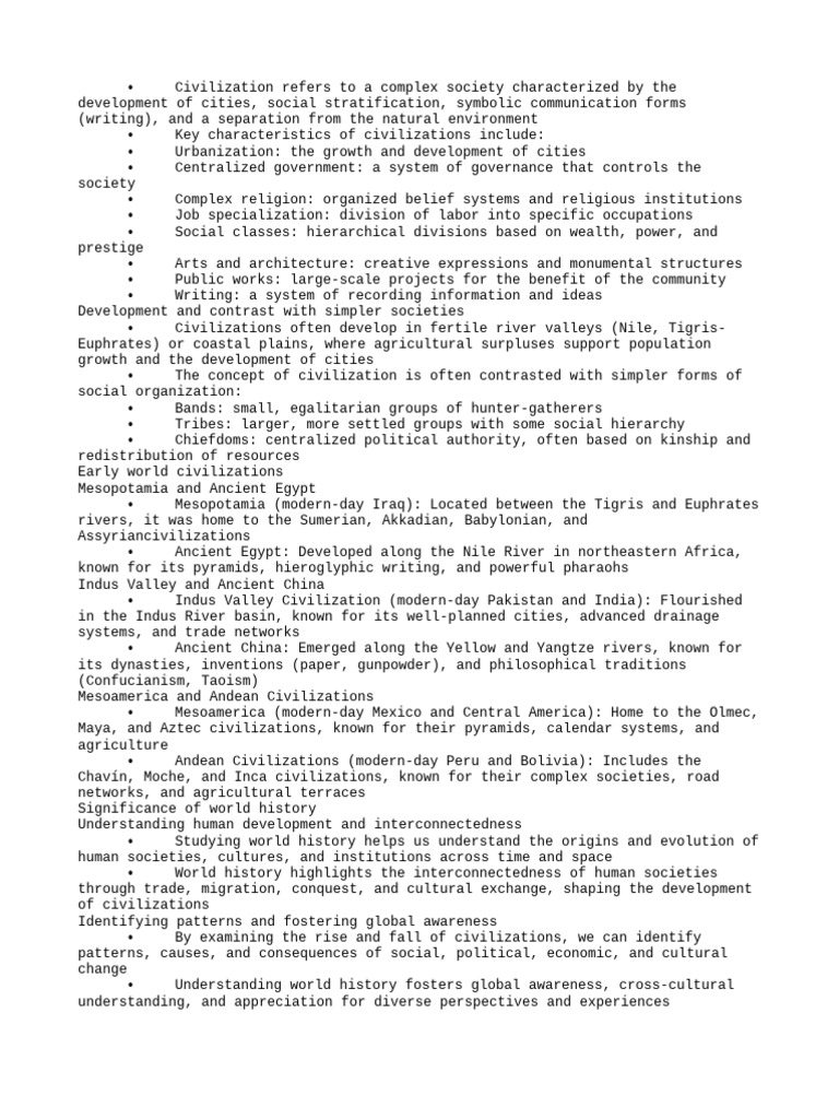 World civ notes | PDF | Civilization | Mesopotamia