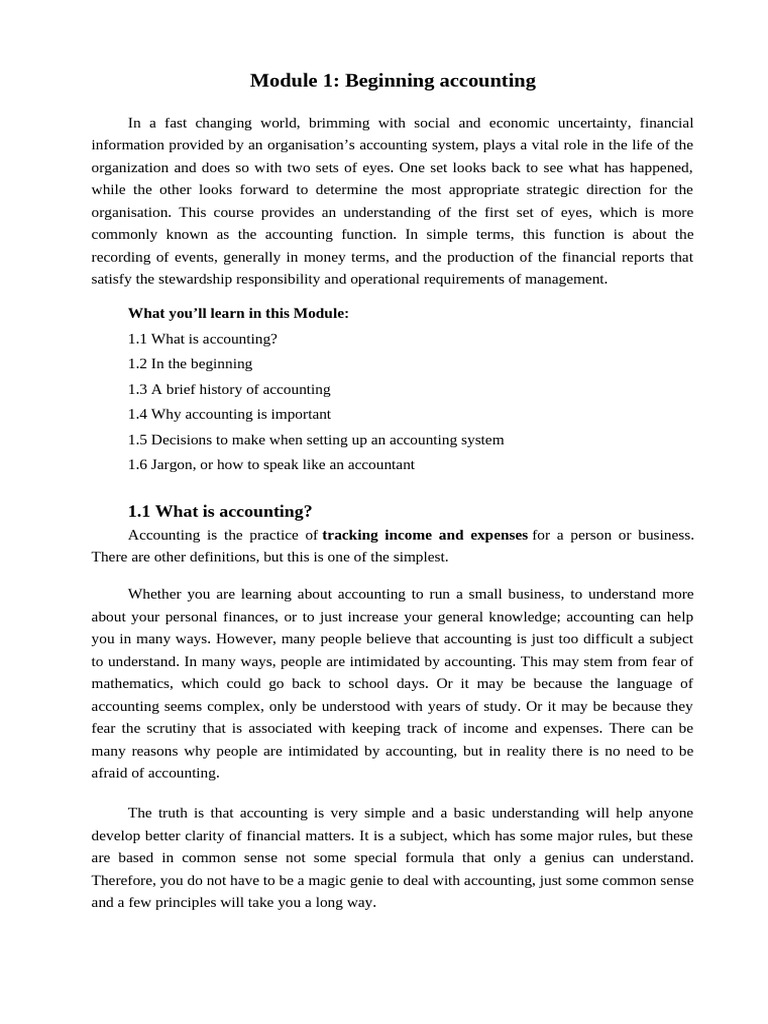 Introduction to Basic Accounting Principles | PDF | Financial ...