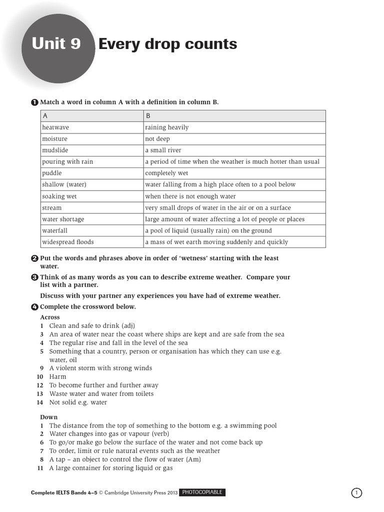 Complete IELTS Bands 4-5 WS U9 | PDF | Water | Rain