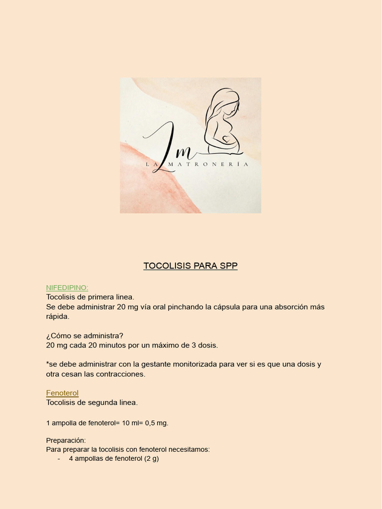 Tocolisis: Nifedipino, Fenoterol y Atosiban | PDF | Medicina CLINICA ...