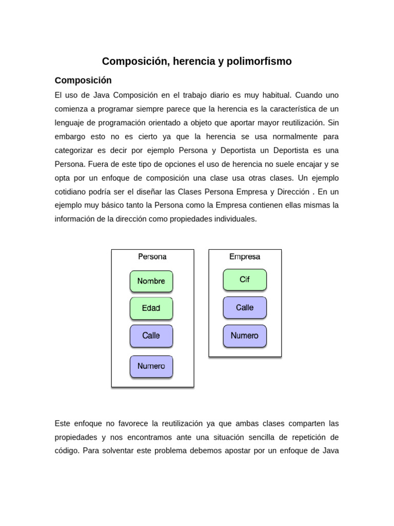 Composición y Herencia en Java | PDF | Herencia (Programación Orientada ...