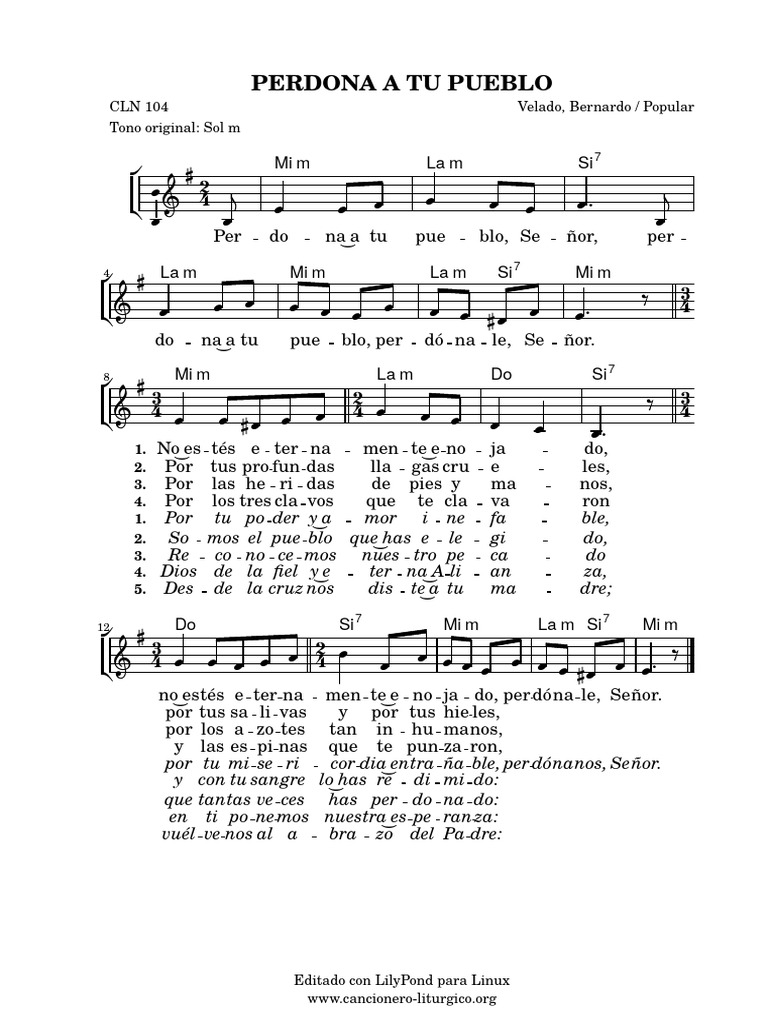 Letra de "Perdona a tu pueblo" | PDF