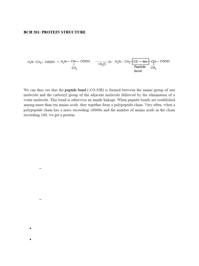 BCH 201 Protein Structure | PDF | Protein Structure | Proteins
