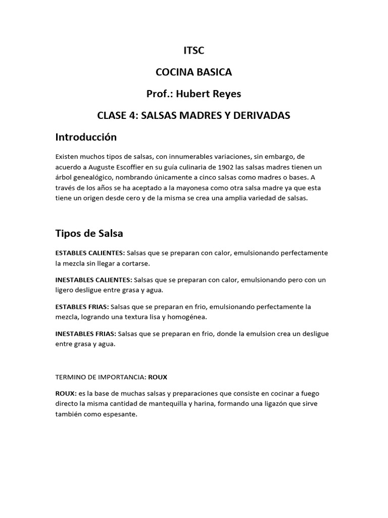 Clase 4 - Salsas Madres | PDF | Salsa | Mayonesa