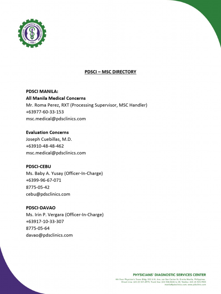 Pdsci Msc Directory | PDF
