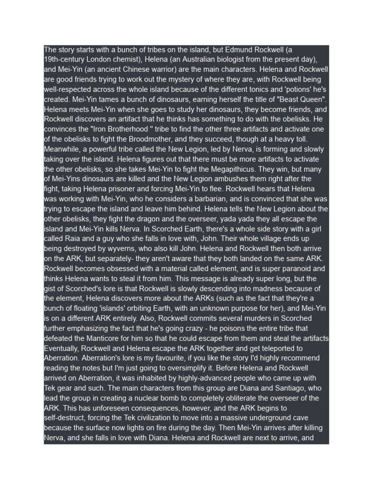 Ark Lore - Island - Extinction | PDF