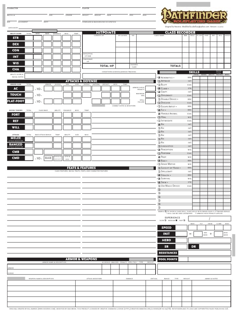 Tzek-Setko Character Sheet | PDF | D20 System | Role Playing Games