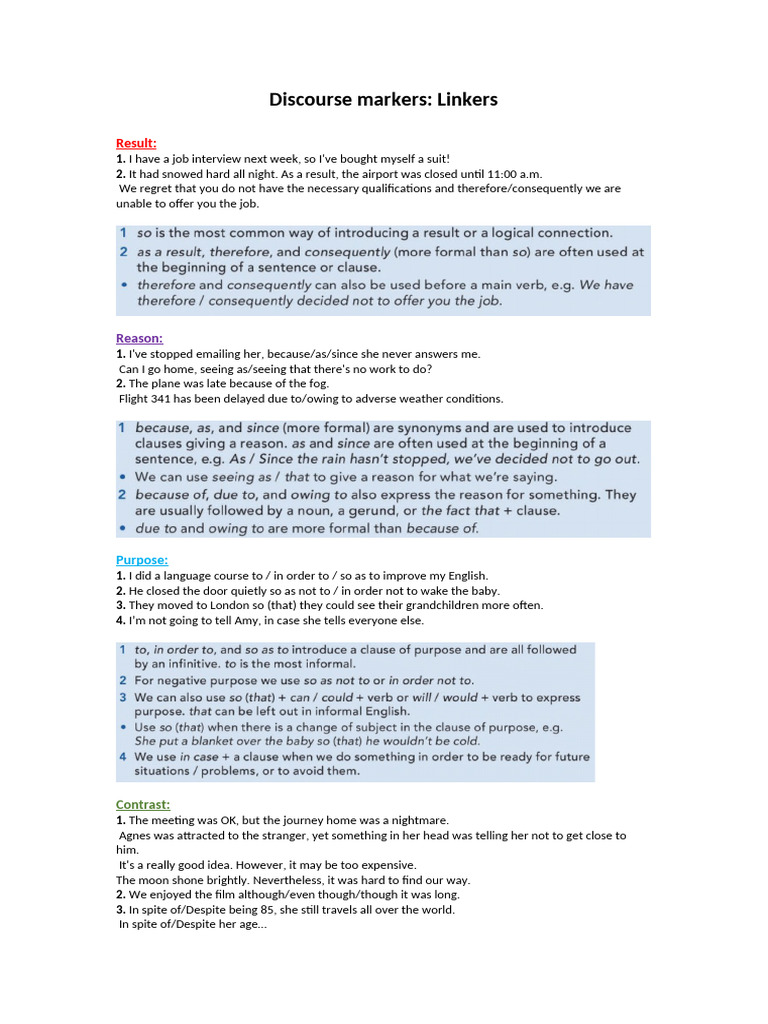Understanding Discourse Markers: Linkers | PDF