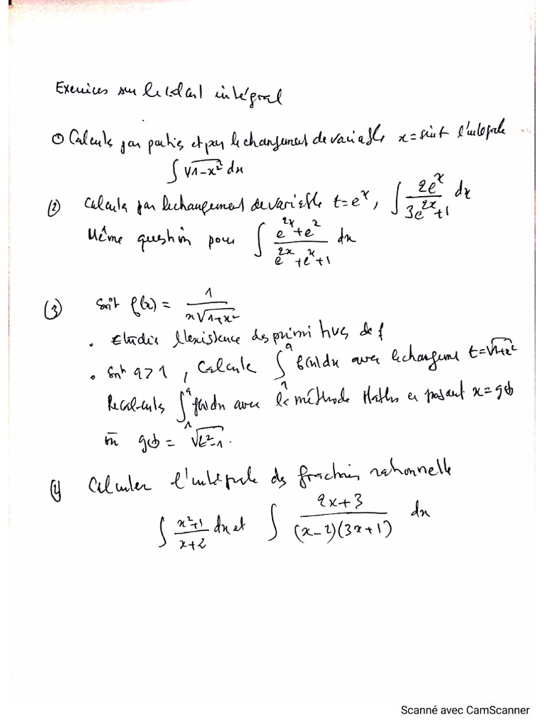 Exercices Calcul Intégral | PDF