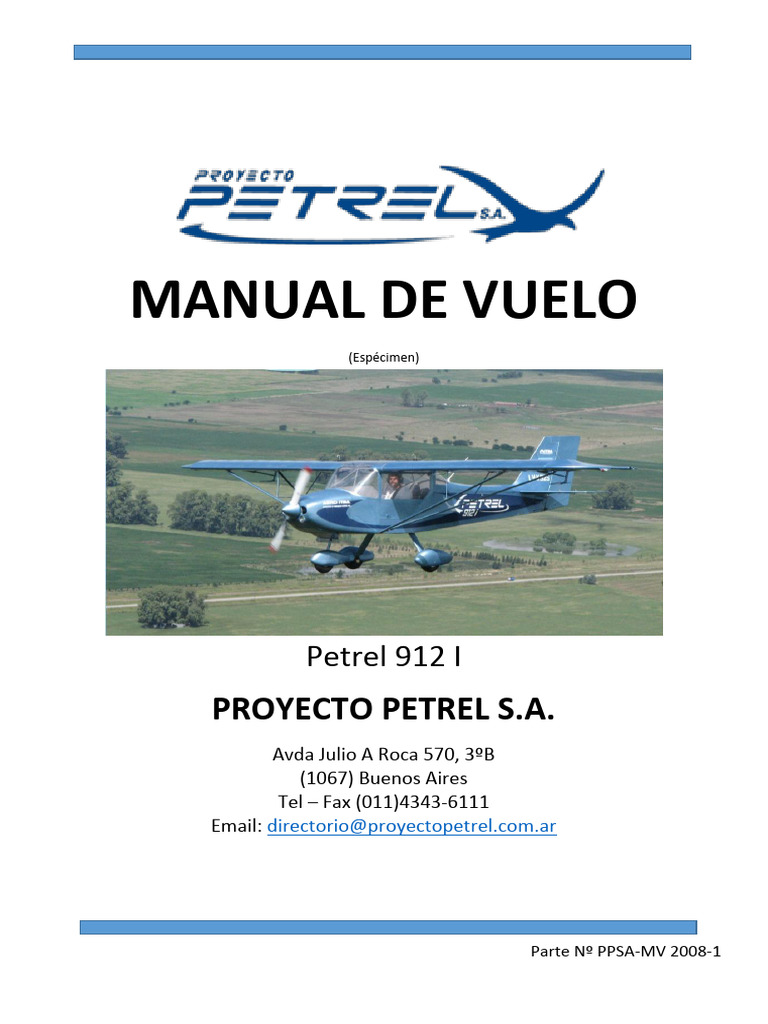Manual de Vuelo Petrel 912i | PDF | Avión | Gasolina
