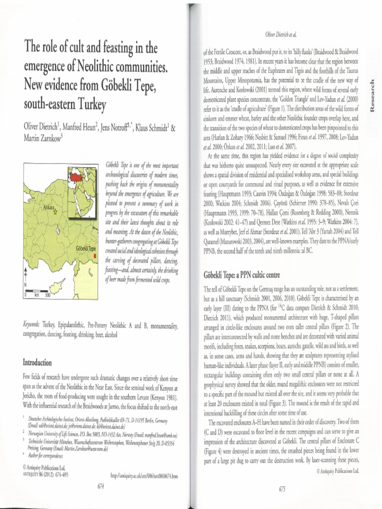 The Role of Cult and Feasting in The Emergence of Neolithic Communities ...