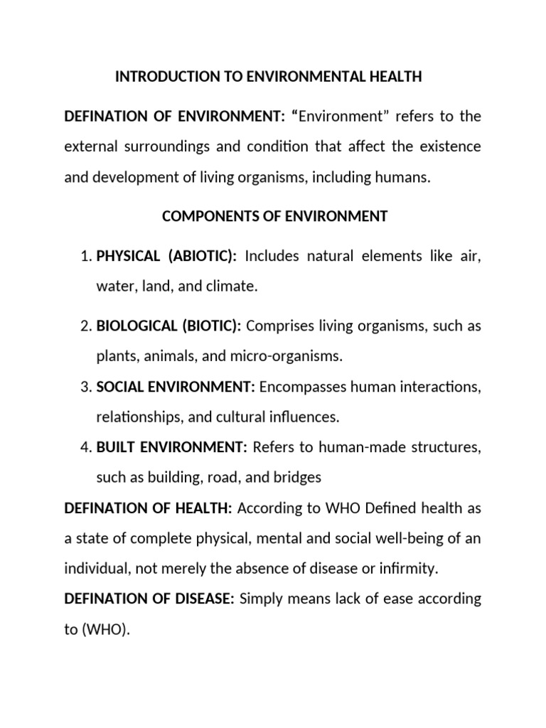 Introductiin to Environmental Health | PDF | Environmental Health ...