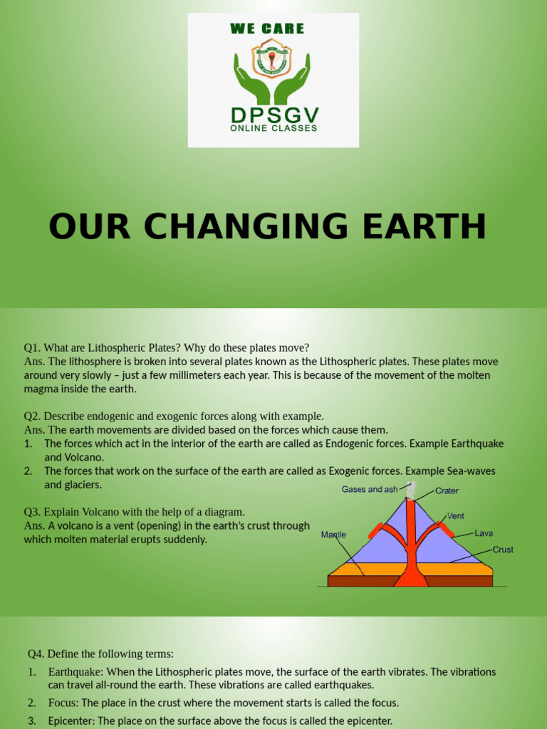 Our Changing Earth (Question Answer) Geo | PDF