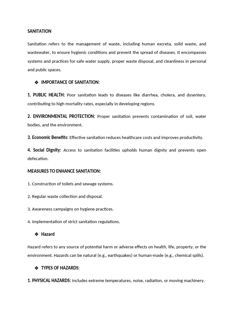 Sanitation, Hazard and Risk | PDF | Waste Management | Sewage