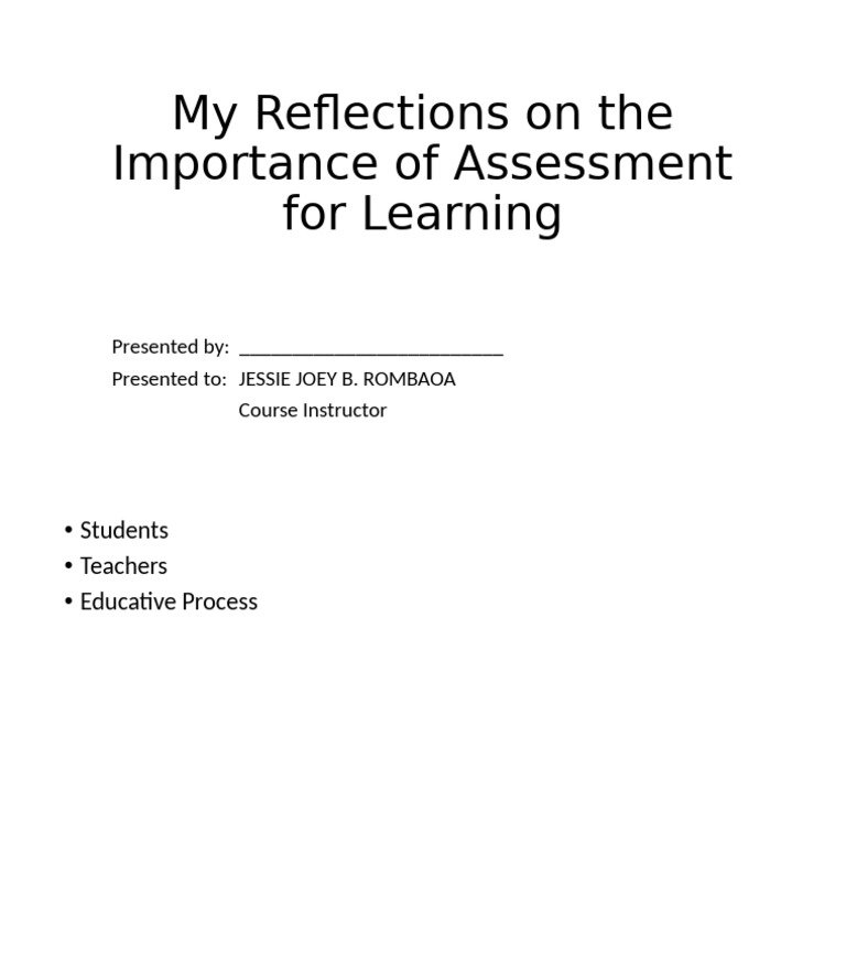 Importance of Assessment in Learning | PDF