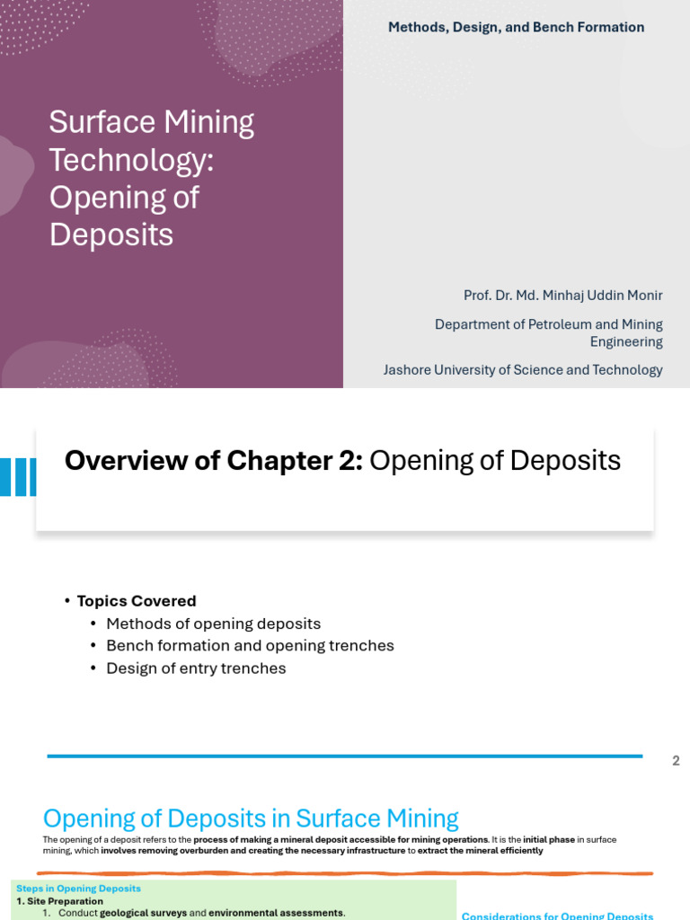 Chapter 2 Opening of Deposits | PDF | Mining | Trench