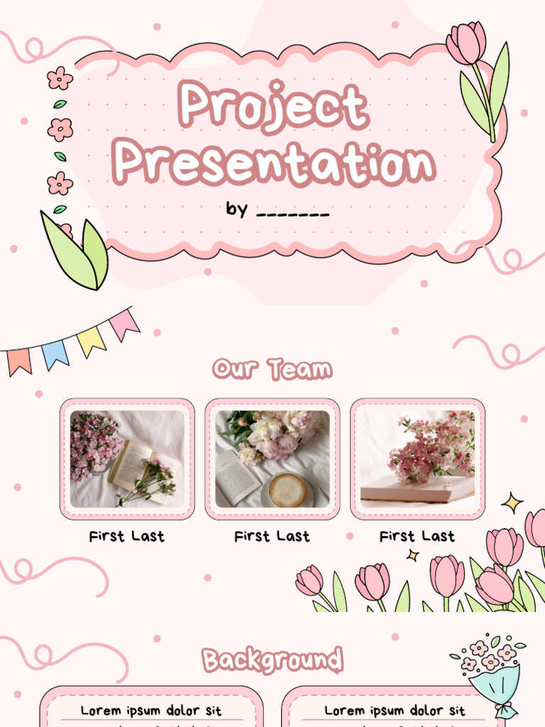 Cute Pink Flower Project Presentation Template | PDF