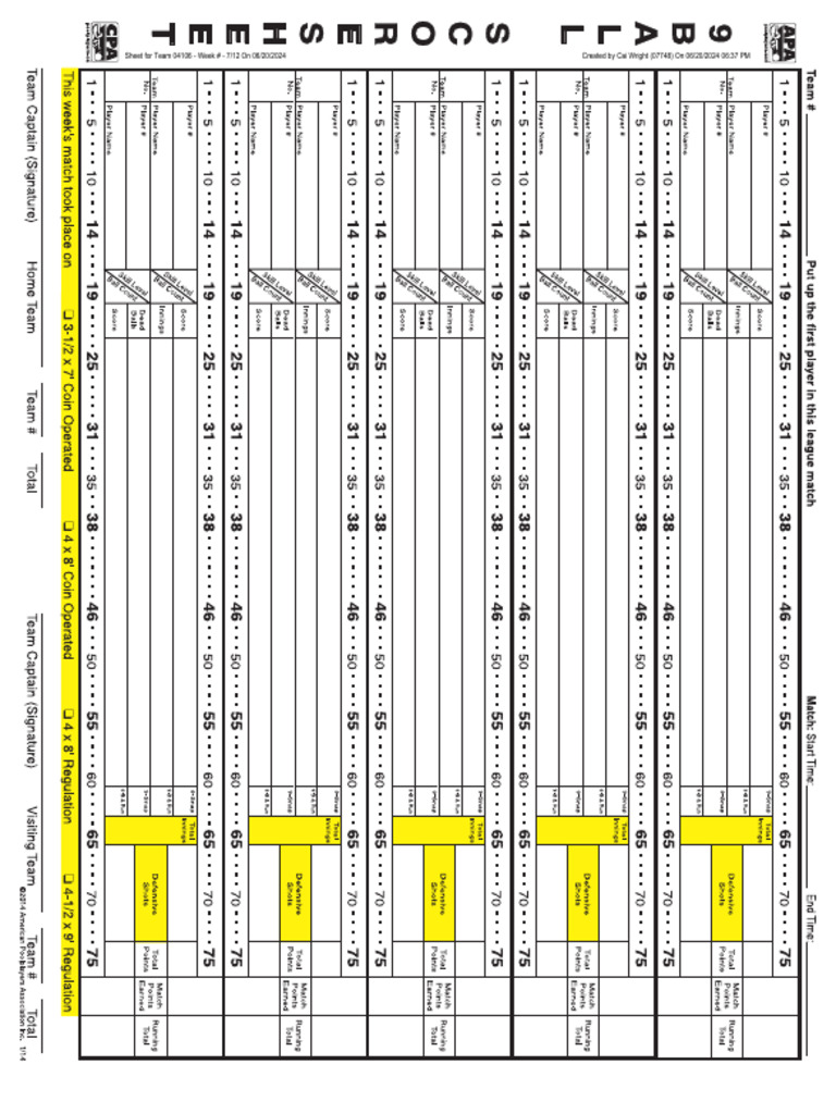 Team 04106 Scoresheet - Week 7/12 | PDF