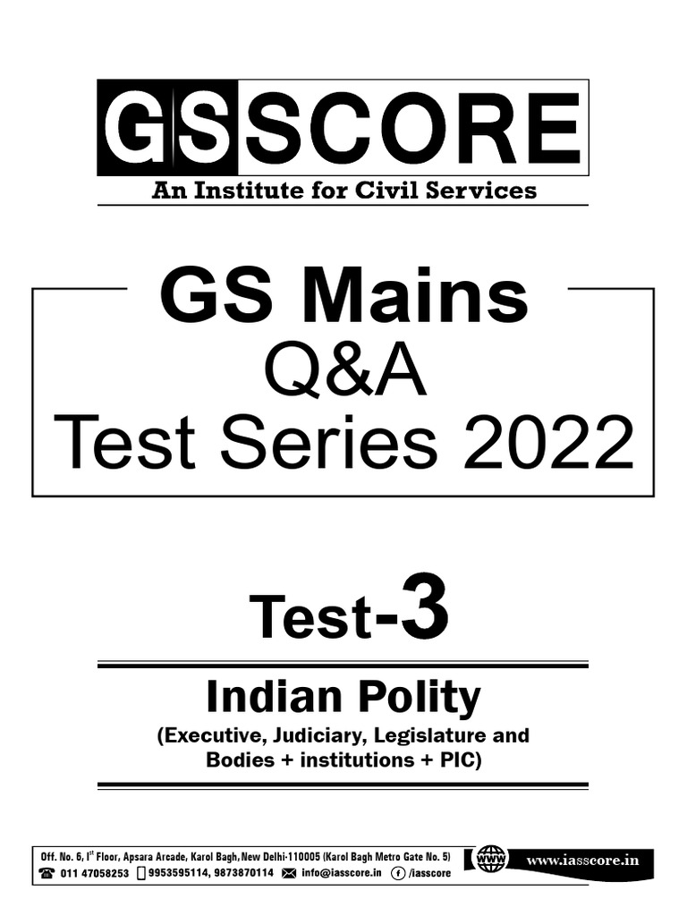 GS SCORE GS Mains Q&A Test Series 2022 Test 3 | PDF | Decentralization ...