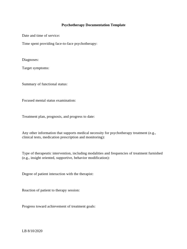 Psychotherapy Documentation Template (1) | PDF