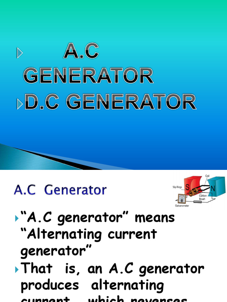 ac and d.c generator | PDF