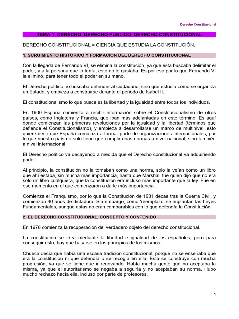 Tema 1 Consti Janire PDF | PDF | Constitución | Separación de poderes