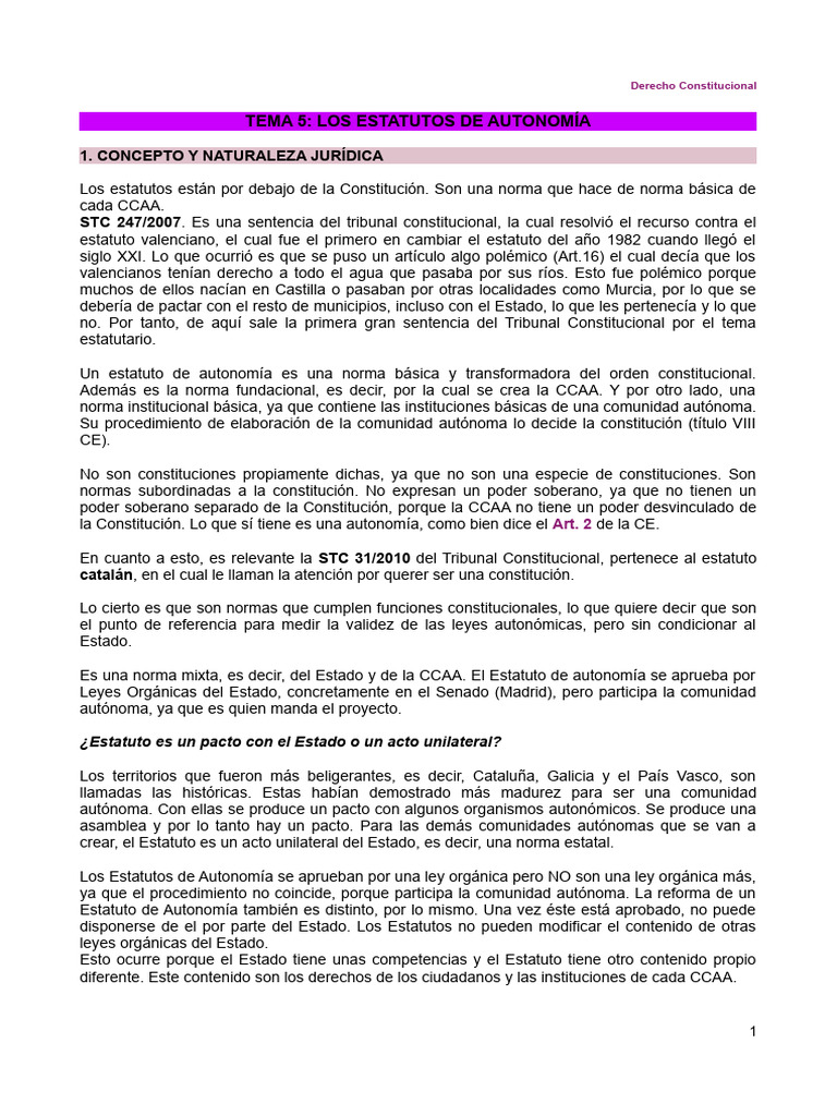 Tema 5 Consti Janire PDF | PDF | Constitución | Estado (política)