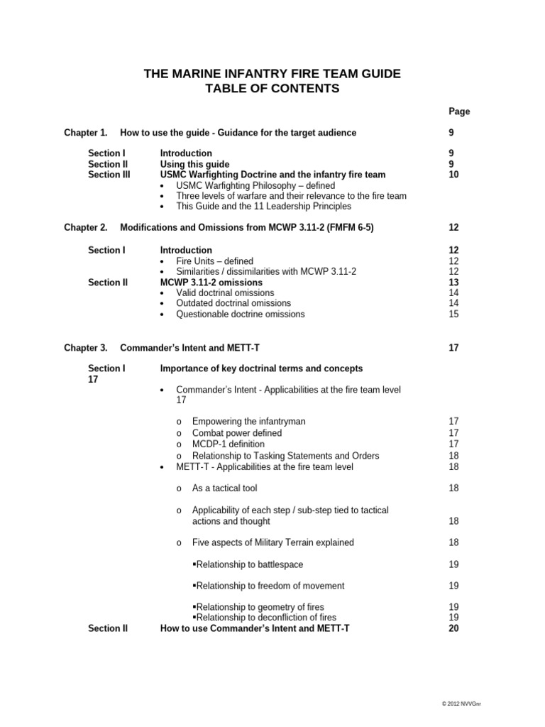 Marine Infantry Fire Team Overview | PDF | United States Marine Corps ...