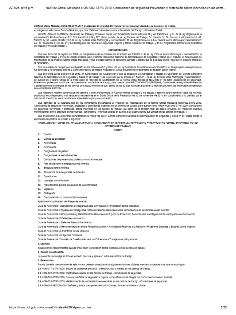 Prevención Incendios NOM-002-STPS-2010 | PDF | Combustibles | Redox