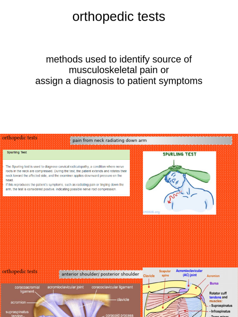 Orthopedic Tests for Pain Diagnosis | PDF | Knee | Anatomical Terms Of ...
