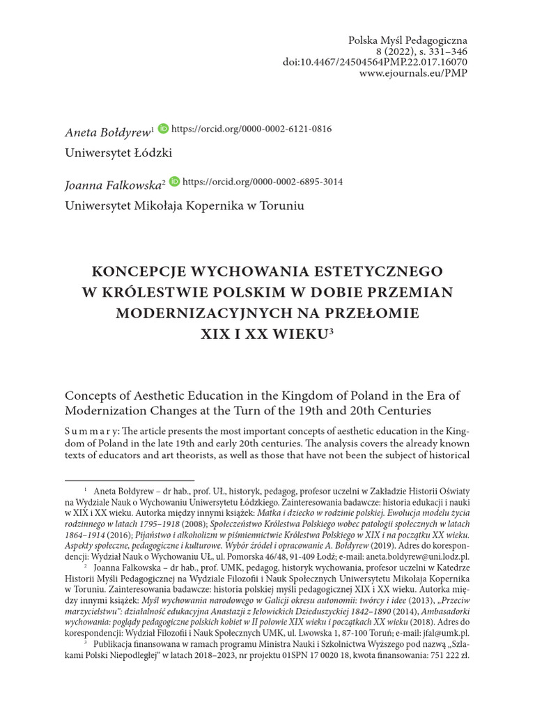 Boldyrew Falkowska Polska Mysl Pedagogiczna 8 2022 | PDF