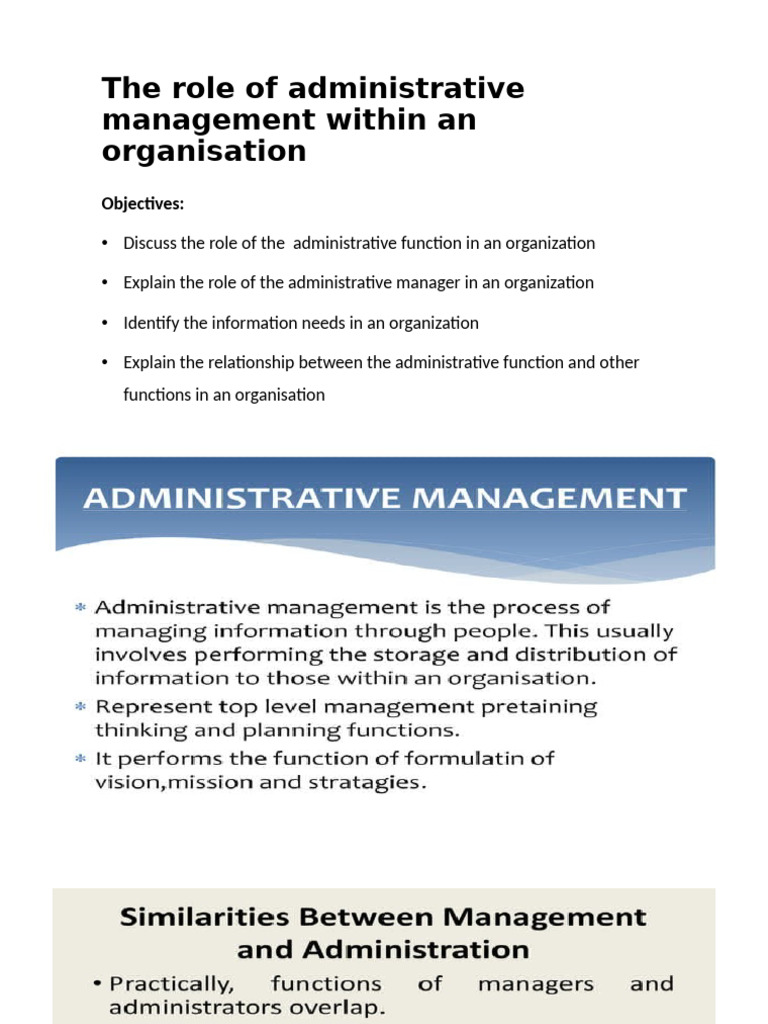 The Role of The Administrative Management | PDF