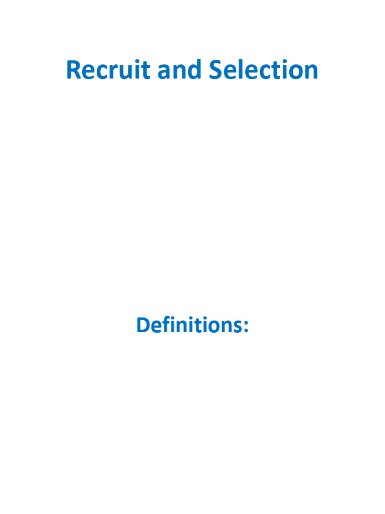 Recruitment and Selection Guide | PDF | Recruitment | Employment